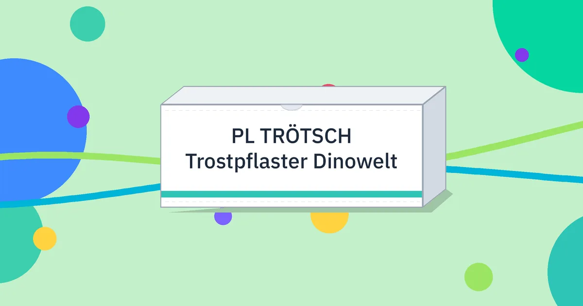 Symbolbild: Packung mit der Aufschrift PL TRÖTSCH Trostpflaster Dinowelt (PZN 19889312) – Verfügbarkeit und Bezug in Apotheken in Frankfurt am Main