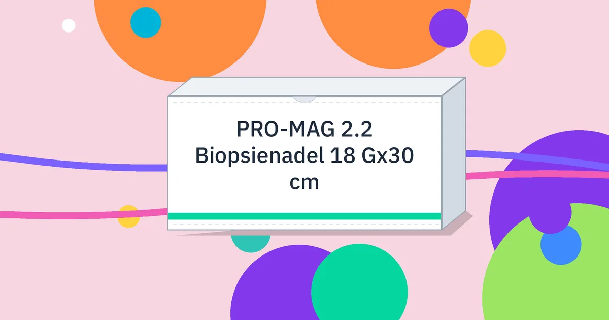Symbolbild: Packung mit der Aufschrift PRO-MAG 2.2 Biopsienadel 18 Gx30 cm (PZN 06768469) – Verfügbarkeit und Bezug in Apotheken in Frankfurt am Main