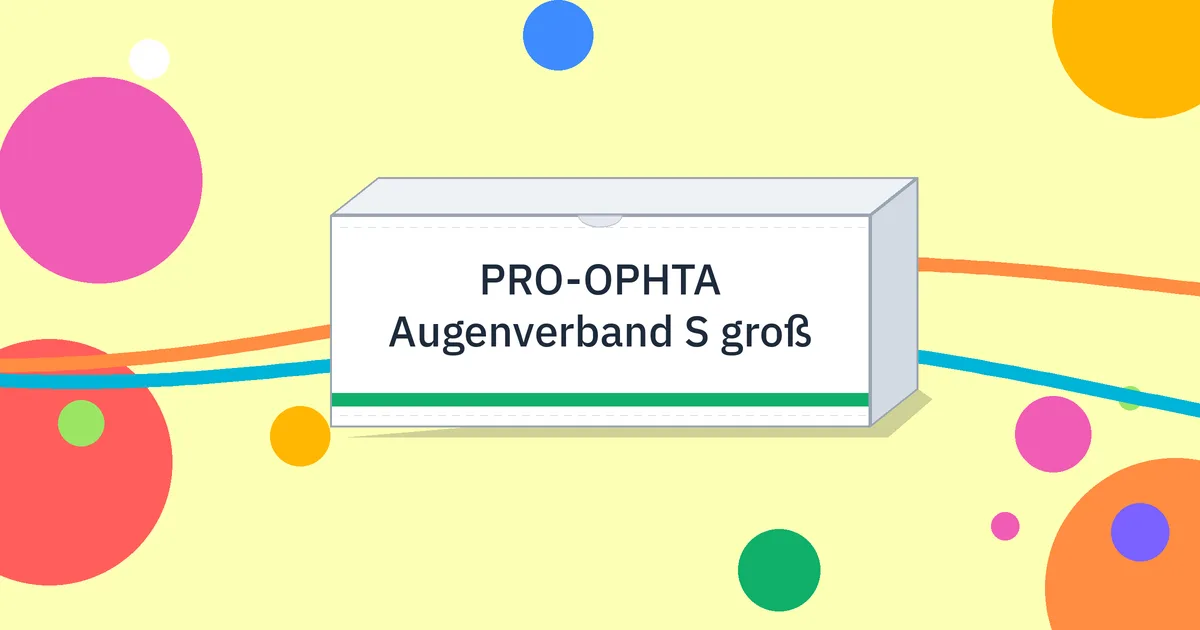 Symbolbild: Packung mit der Aufschrift PRO-OPHTA Augenverband S groß (PZN 17833336) – Verfügbarkeit und Bezug in Apotheken in Frankfurt am Main