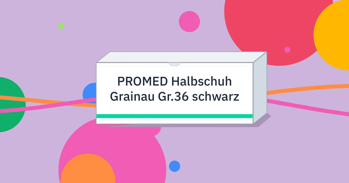 Symbolbild: Packung mit der Aufschrift PROMED Halbschuh Grainau Gr.36 schwarz (PZN 14349261) – Verfügbarkeit und Bezug in Apotheken in Frankfurt am Main