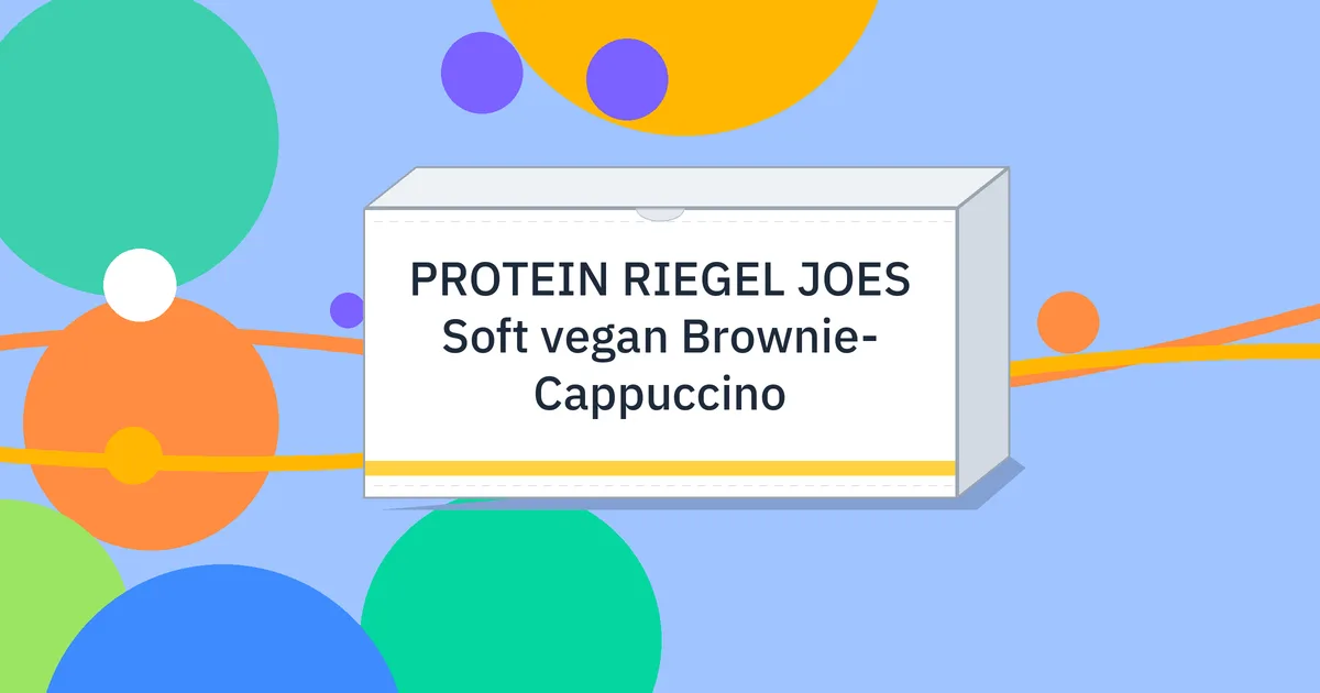 Symbolbild: Packung mit der Aufschrift PROTEIN RIEGEL JOES Soft vegan Brownie-Cappuccino (PZN 18761001) – Verfügbarkeit und Bezug in Apotheken in Frankfurt am Main
