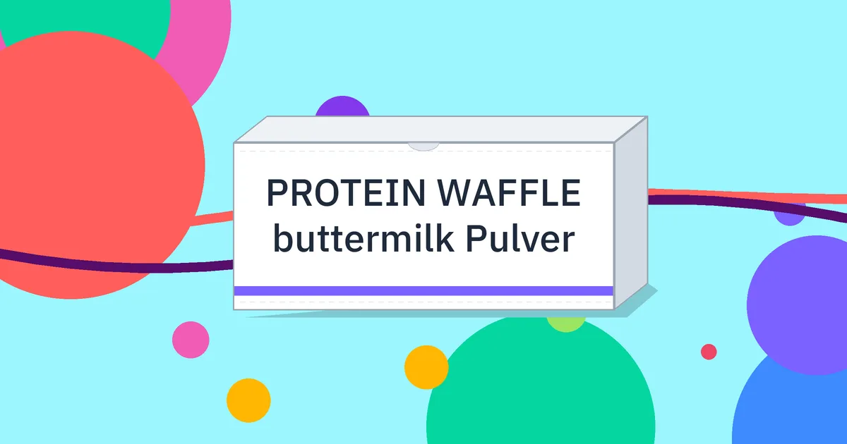 Symbolbild: Packung mit der Aufschrift PROTEIN WAFFLE buttermilk Pulver (PZN 14143157) – Verfügbarkeit und Bezug in Apotheken in Frankfurt am Main