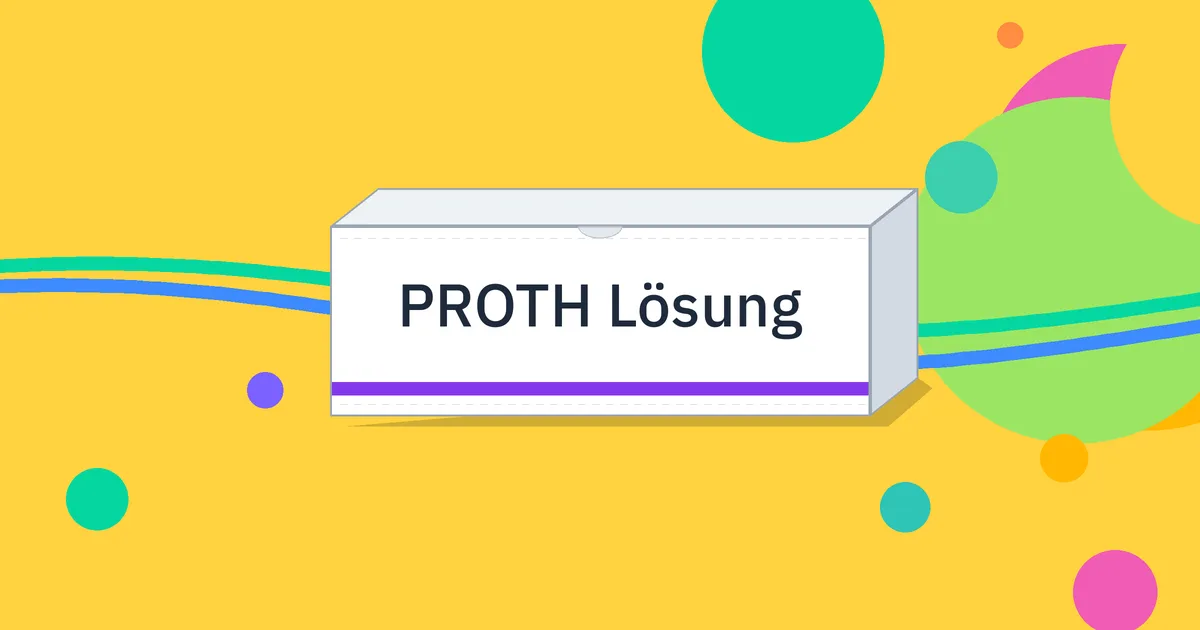 Symbolbild: Packung mit der Aufschrift PROTH Lösung (PZN 04893839) – Verfügbarkeit und Bezug in Apotheken in Frankfurt am Main