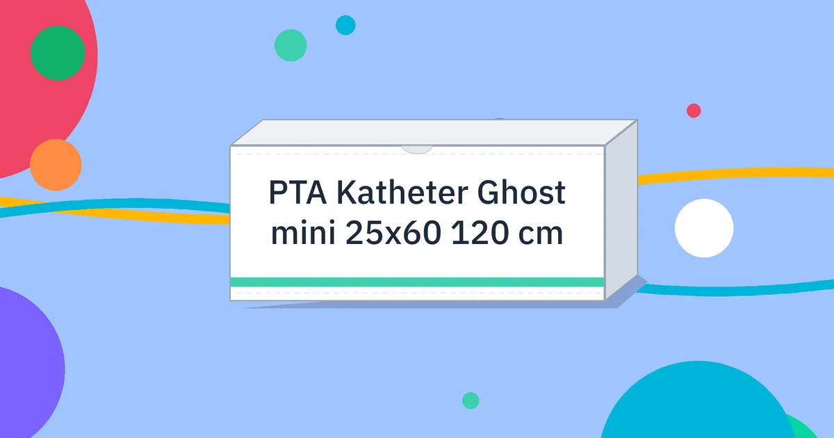 Symbolbild: Packung mit der Aufschrift PTA Katheter Ghost mini 25x60 120 cm (PZN 00140089) – Verfügbarkeit und Bezug in Apotheken in Frankfurt am Main
