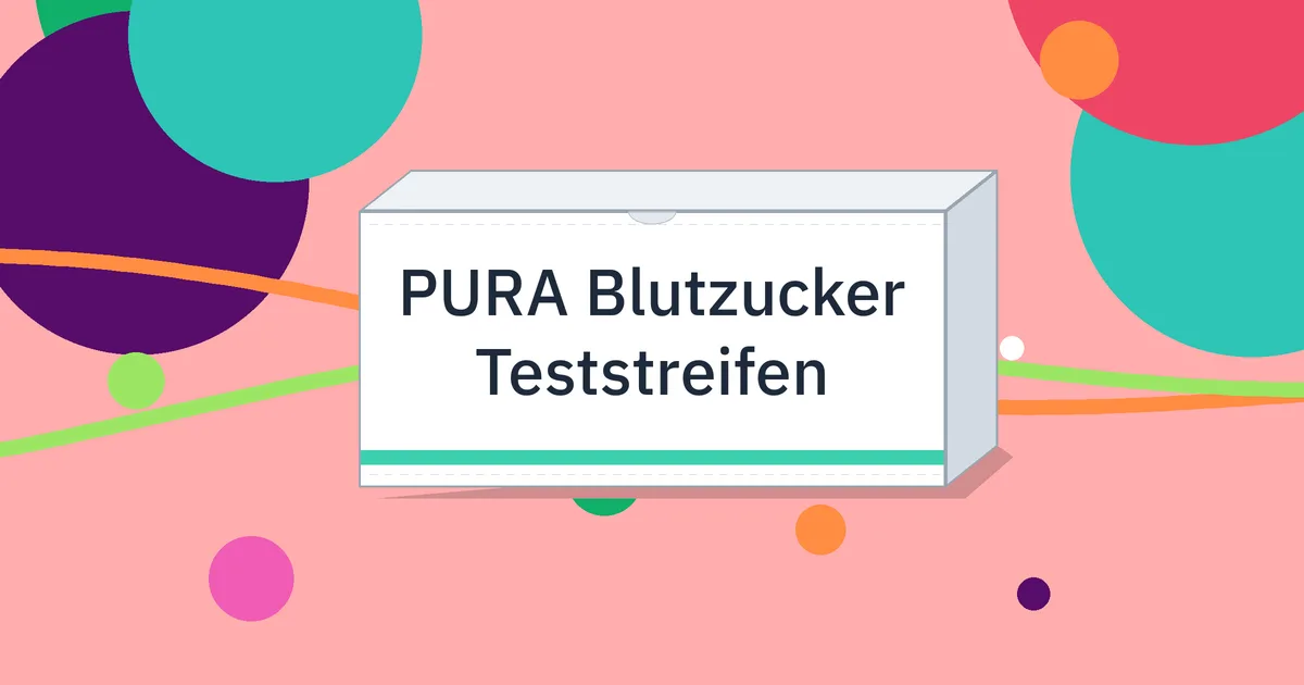 Symbolbild: Packung mit der Aufschrift PURA Blutzucker Teststreifen (PZN 19703537) – Verfügbarkeit und Bezug in Apotheken in Frankfurt am Main