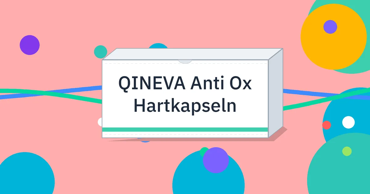 Symbolbild: Packung mit der Aufschrift QINEVA Anti Ox Hartkapseln (PZN 19358810) – Verfügbarkeit und Bezug in Apotheken in Frankfurt am Main
