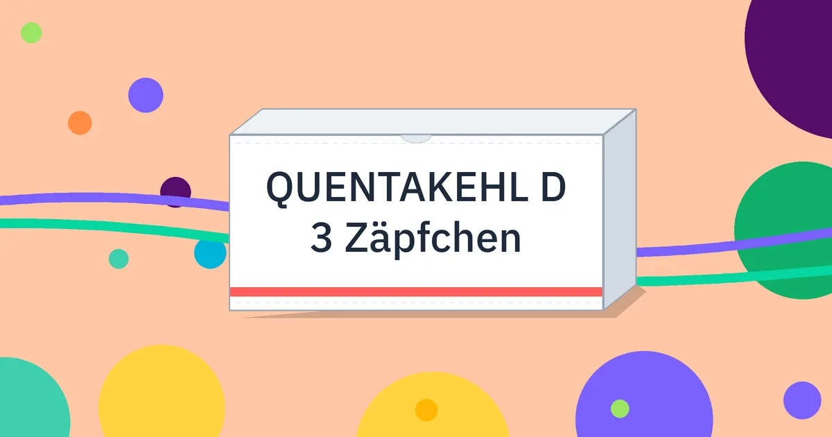 Symbolbild: Packung mit der Aufschrift QUENTAKEHL D 3 Zäpfchen (PZN 04457067) – Verfügbarkeit und Bezug in Apotheken in Frankfurt am Main