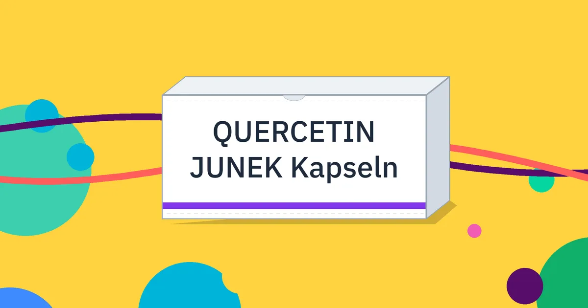 Symbolbild: Packung mit der Aufschrift QUERCETIN JUNEK Kapseln (PZN 00635738) – Verfügbarkeit und Bezug in Apotheken in Frankfurt am Main