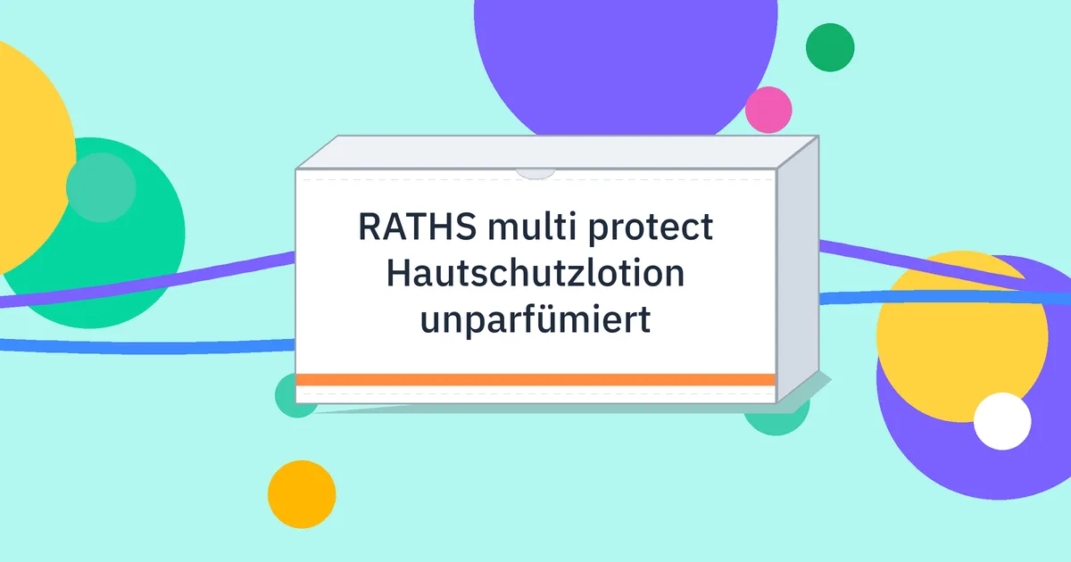 Symbolbild: Packung mit der Aufschrift RATHS multi protect Hautschutzlotion unparfümiert (PZN 16708304) – Verfügbarkeit und Bezug in Apotheken in Frankfurt am Main