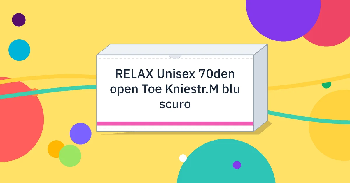Symbolbild: Packung mit der Aufschrift RELAX Unisex 70den open Toe Kniestr.M blu scuro (PZN 16224546) – Verfügbarkeit und Bezug in Apotheken in Frankfurt am Main