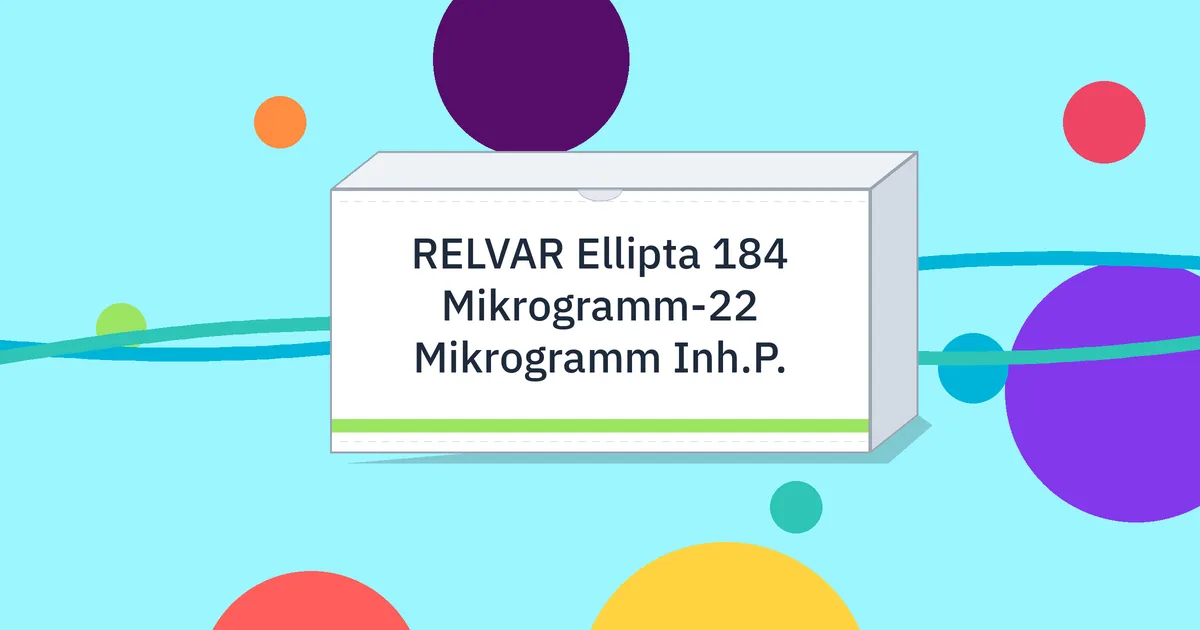 Symbolbild: Packung mit der Aufschrift RELVAR Ellipta 184 Mikrogramm-22 Mikrogramm Inh.P. (PZN 18139023) – Verfügbarkeit und Bezug in Apotheken in Frankfurt am Main