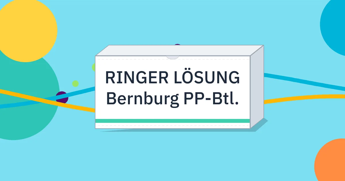 Symbolbild: Packung mit der Aufschrift RINGER LÖSUNG Bernburg PP-Btl. (PZN 04101494) – Verfügbarkeit und Bezug in Apotheken in Frankfurt am Main