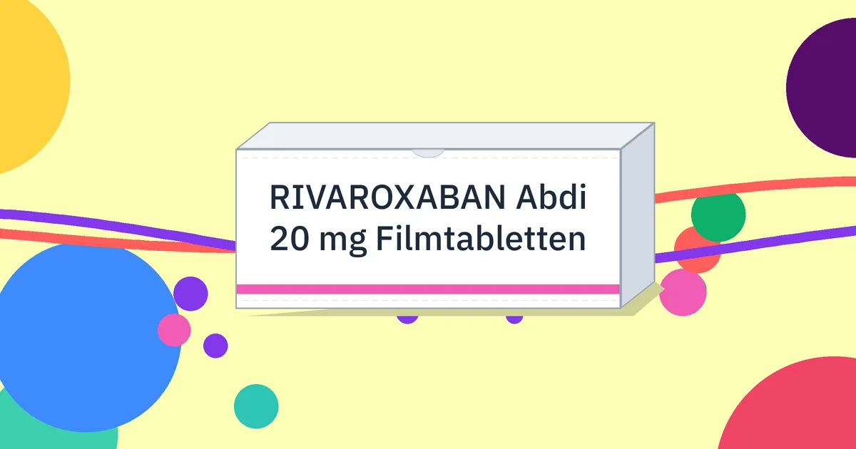 Symbolbild: Packung mit der Aufschrift RIVAROXABAN Abdi 20 mg Filmtabletten (PZN 19820266) – Verfügbarkeit und Bezug in Apotheken in Frankfurt am Main