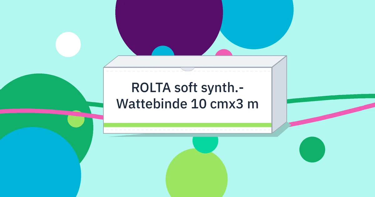 Symbolbild: Packung mit der Aufschrift ROLTA soft synth.-Wattebinde 10 cmx3 m (PZN 14374684) – Verfügbarkeit und Bezug in Apotheken in Frankfurt am Main