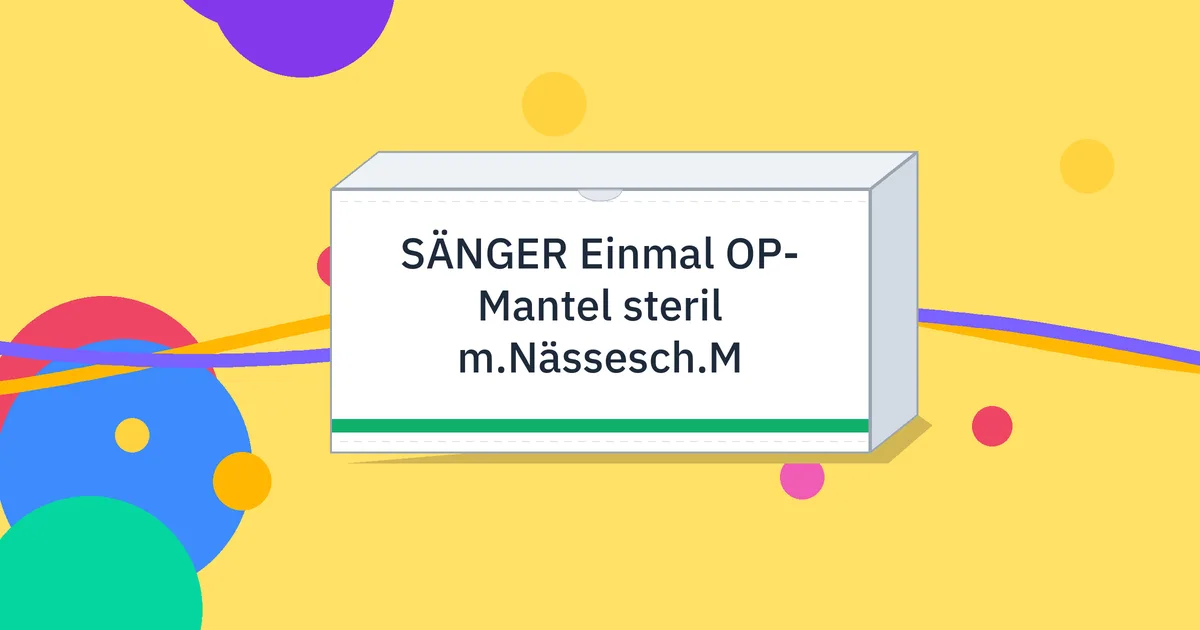 Symbolbild: Packung mit der Aufschrift SÄNGER Einmal OP-Mantel steril m.Nässesch.M (PZN 02190507) – Verfügbarkeit und Bezug in Apotheken in Frankfurt am Main