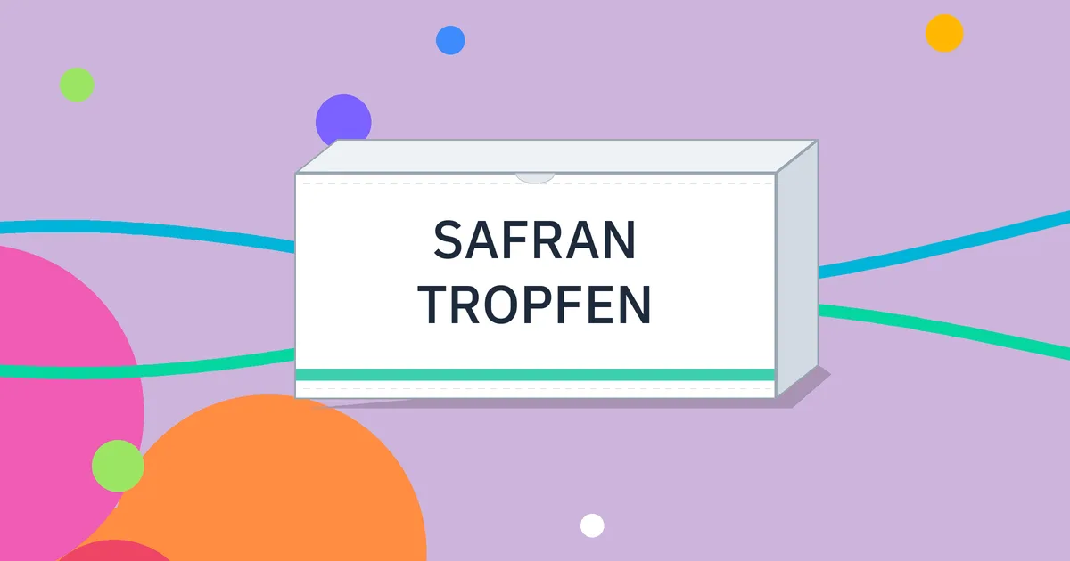 Symbolbild: Packung mit der Aufschrift SAFRAN TROPFEN (PZN 11365992) – Verfügbarkeit und Bezug in Apotheken in Frankfurt am Main
