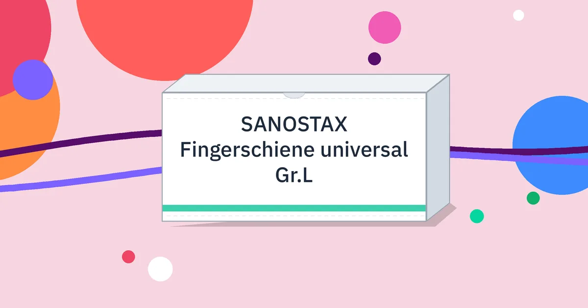 Symbolbild: Packung mit der Aufschrift SANOSTAX Fingerschiene universal Gr.L (PZN 10288427) – Verfügbarkeit und Bezug in Apotheken in Frankfurt am Main