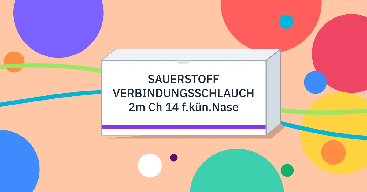 Symbolbild: Packung mit der Aufschrift SAUERSTOFF VERBINDUNGSSCHLAUCH 2m Ch 14 f.kün.Nase (PZN 06796170) – Verfügbarkeit und Bezug in Apotheken in Frankfurt am Main