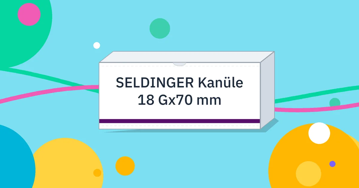 Symbolbild: Packung mit der Aufschrift SELDINGER Kanüle 18 Gx70 mm (PZN 04500923) – Verfügbarkeit und Bezug in Apotheken in Frankfurt am Main