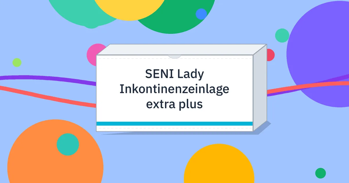 Symbolbild: Packung mit der Aufschrift SENI Lady Inkontinenzeinlage extra plus (PZN 16697842) – Verfügbarkeit und Bezug in Apotheken in Frankfurt am Main