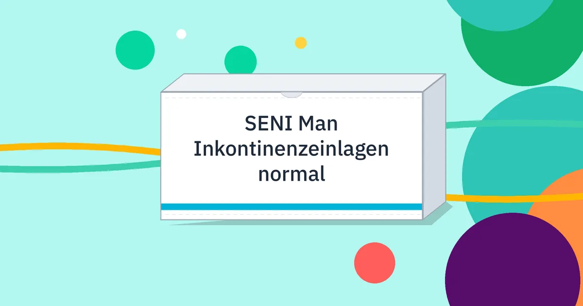 Symbolbild: Packung mit der Aufschrift SENI Man Inkontinenzeinlagen normal (PZN 16916830) – Verfügbarkeit und Bezug in Apotheken in Frankfurt am Main