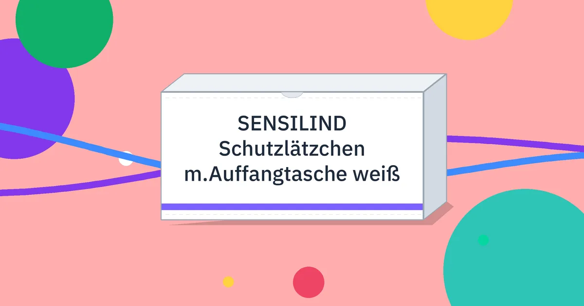 Symbolbild: Packung mit der Aufschrift SENSILIND Schutzlätzchen m.Auffangtasche weiß (PZN 15237015) – Verfügbarkeit und Bezug in Apotheken in Frankfurt am Main