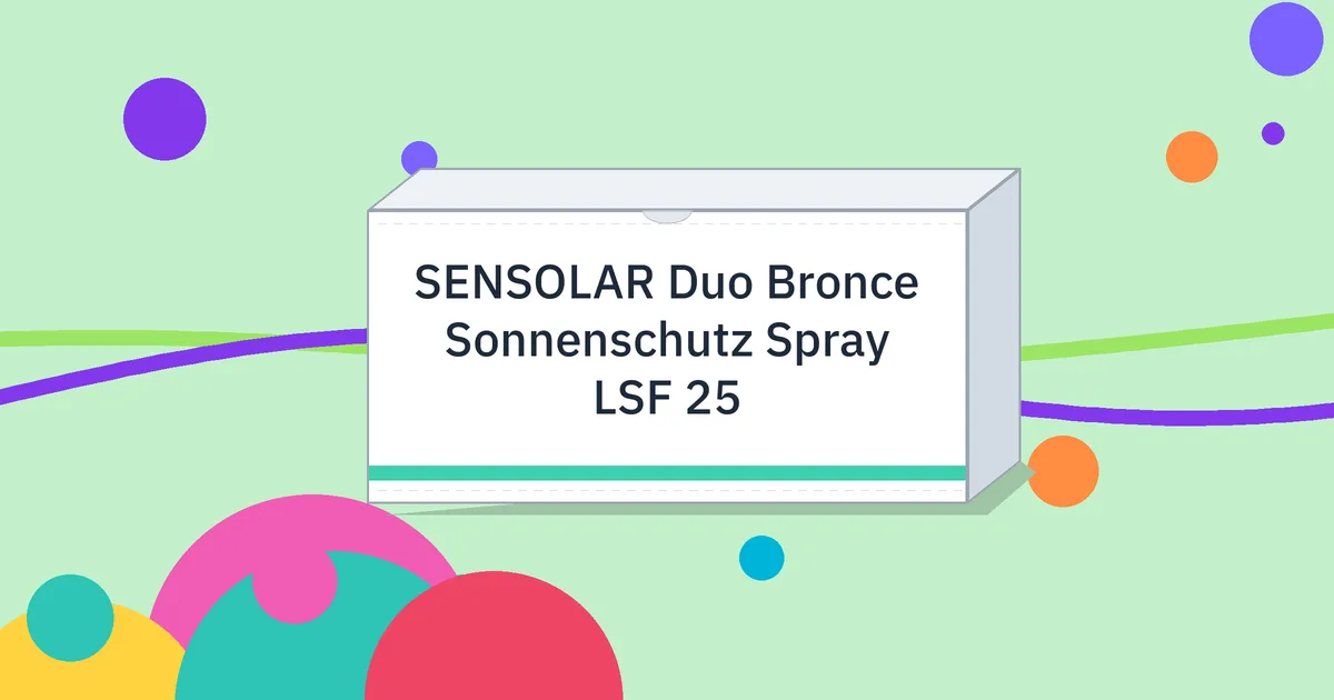 Symbolbild: Packung mit der Aufschrift SENSOLAR Duo Bronce Sonnenschutz Spray LSF 25 (PZN 18677594) – Verfügbarkeit und Bezug in Apotheken in Frankfurt am Main