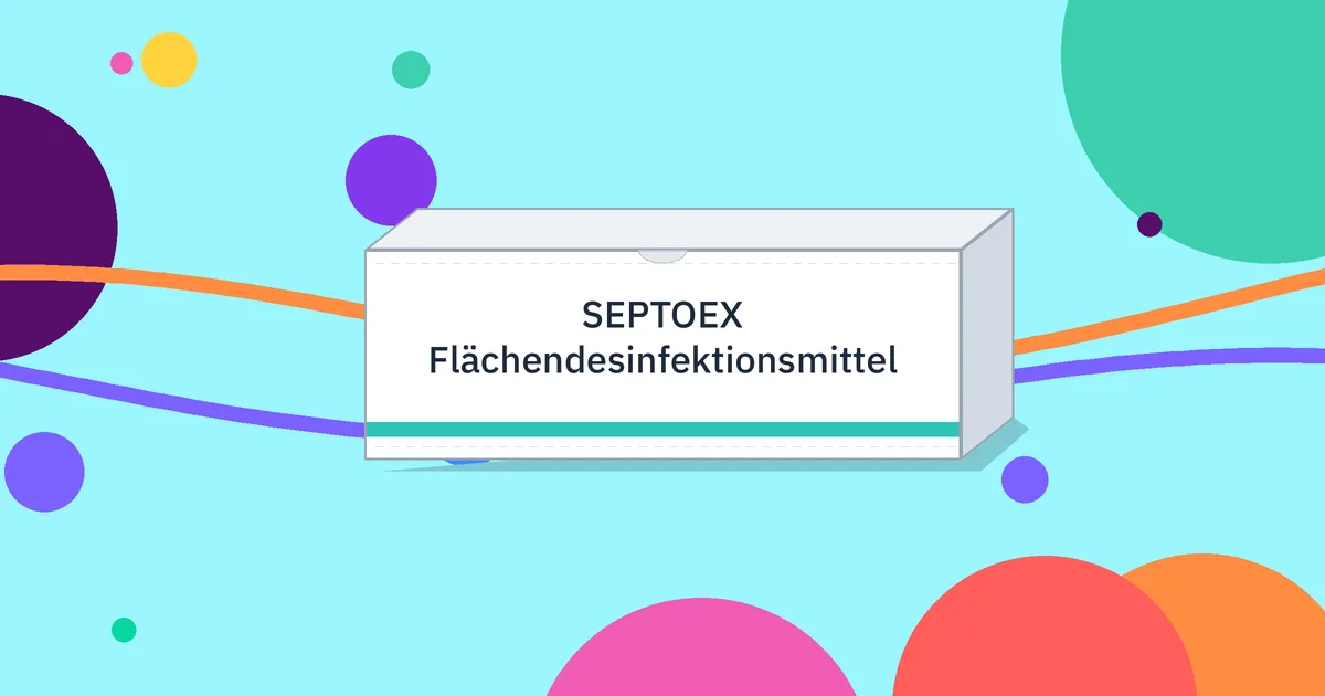 Symbolbild: Packung mit der Aufschrift SEPTOEX Flächendesinfektionsmittel (PZN 16767198) – Verfügbarkeit und Bezug in Apotheken in Frankfurt am Main
