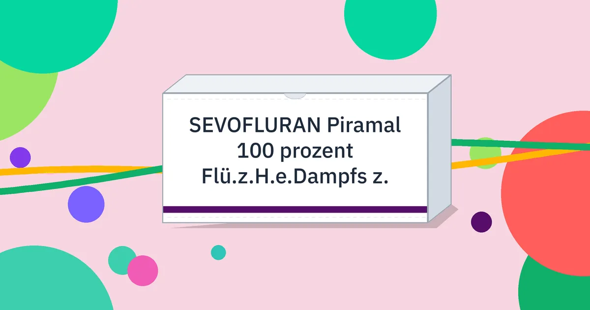 Symbolbild: Packung mit der Aufschrift SEVOFLURAN Piramal 100 prozent Flü.z.H.e.Dampfs z. (PZN 18768983) – Verfügbarkeit und Bezug in Apotheken in Frankfurt am Main