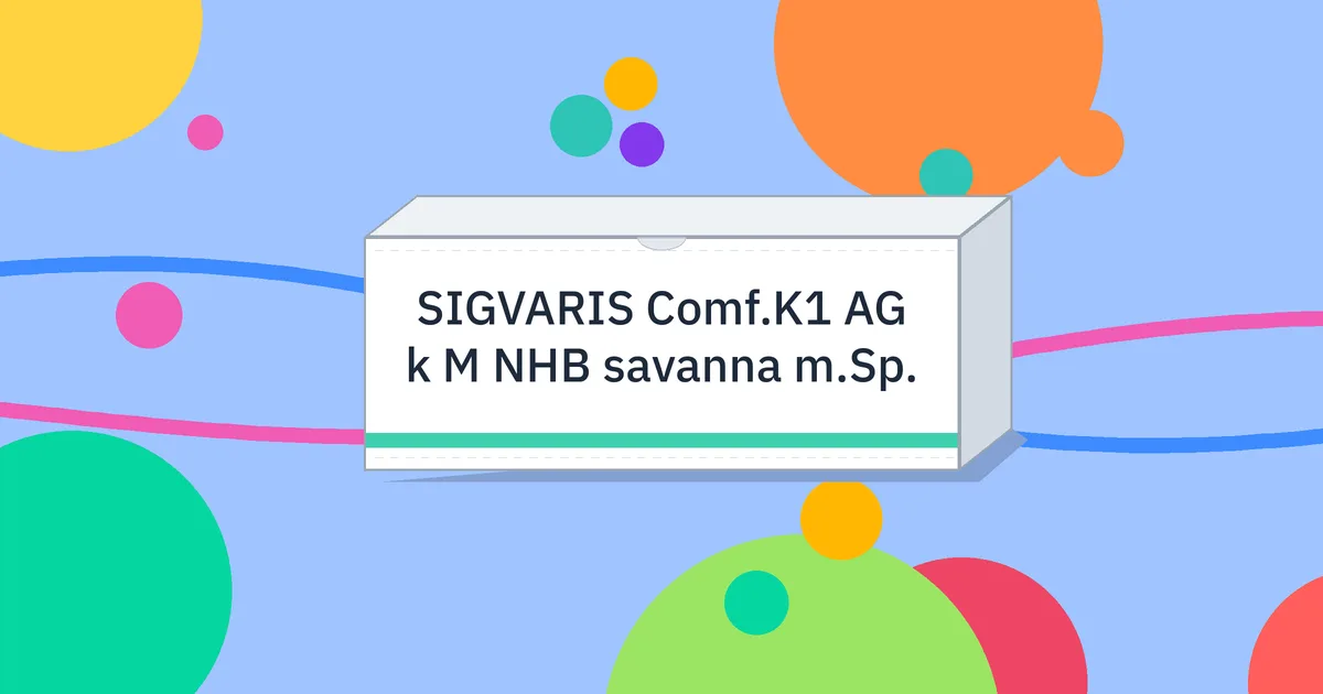 Symbolbild: Packung mit der Aufschrift SIGVARIS Comf.K1 AG k M NHB savanna m.Sp. (PZN 17099155) – Verfügbarkeit und Bezug in Apotheken in Frankfurt am Main