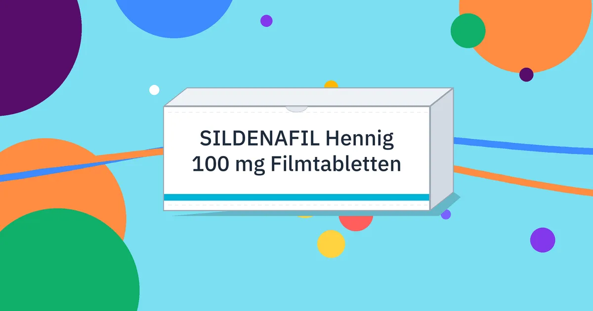 Symbolbild: Packung mit der Aufschrift SILDENAFIL Hennig 100 mg Filmtabletten (PZN 05024123) – Verfügbarkeit und Bezug in Apotheken in Frankfurt am Main