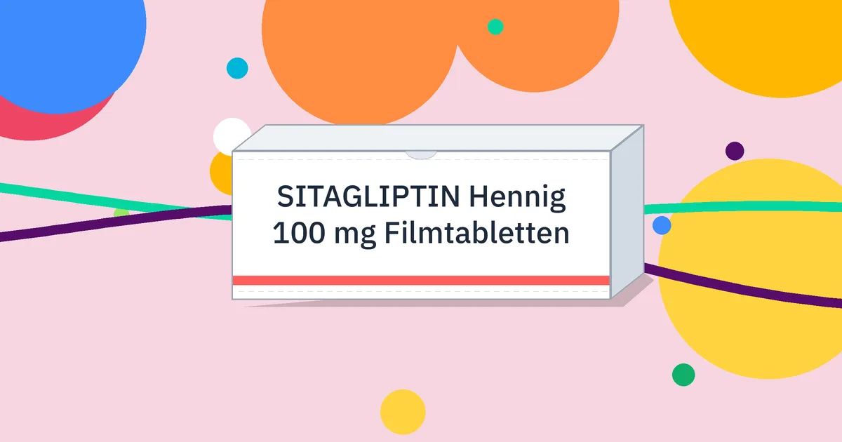 Symbolbild: Packung mit der Aufschrift SITAGLIPTIN Hennig 100 mg Filmtabletten (PZN 17858477) – Verfügbarkeit und Bezug in Apotheken in Frankfurt am Main