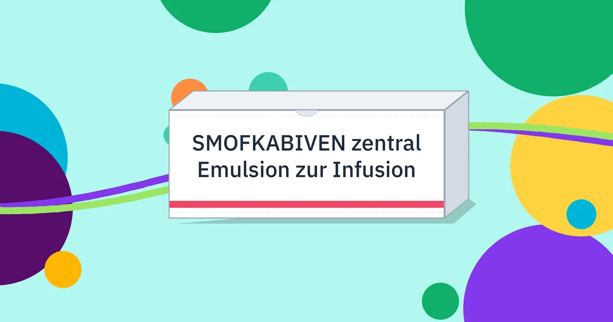 Symbolbild: Packung mit der Aufschrift SMOFKABIVEN zentral Emulsion zur Infusion (PZN 16869237) – Verfügbarkeit und Bezug in Apotheken in Frankfurt am Main