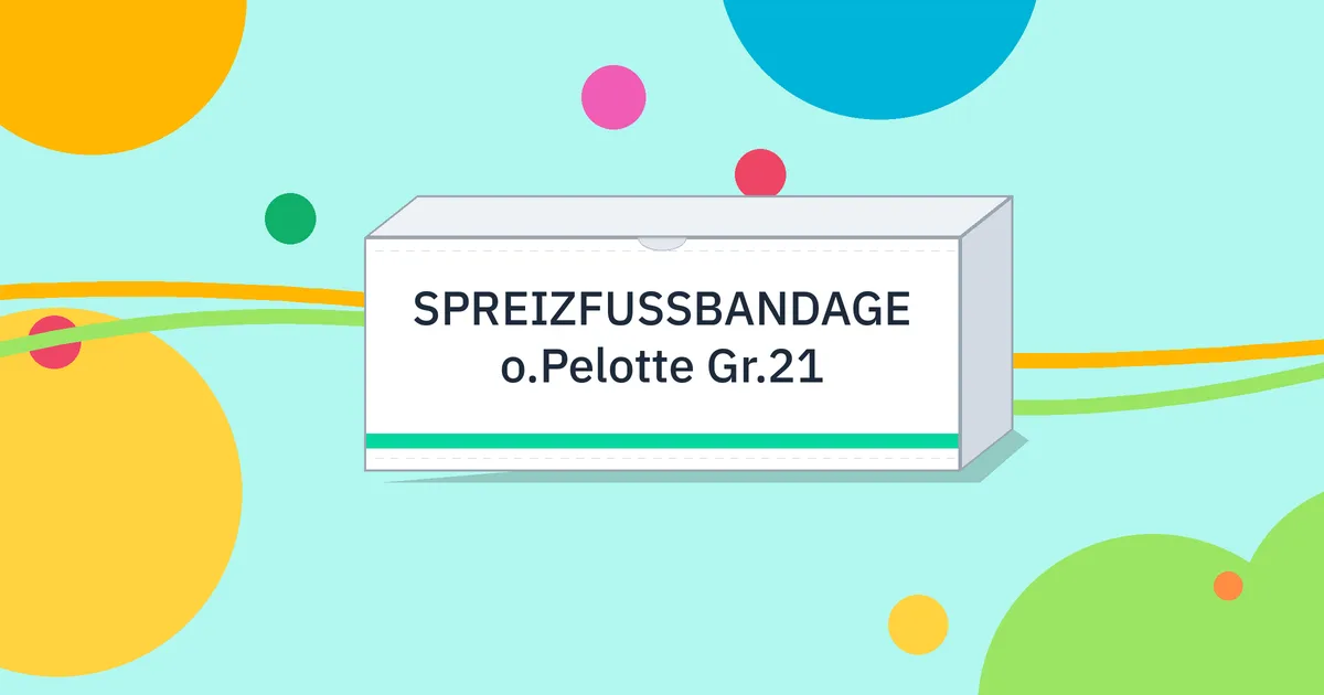 Symbolbild: Packung mit der Aufschrift SPREIZFUSSBANDAGE o.Pelotte Gr.21 (PZN 04864051) – Verfügbarkeit und Bezug in Apotheken in Frankfurt am Main