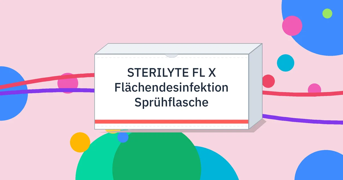 Symbolbild: Packung mit der Aufschrift STERILYTE FL X Flächendesinfektion Sprühflasche (PZN 17910953) – Verfügbarkeit und Bezug in Apotheken in Frankfurt am Main