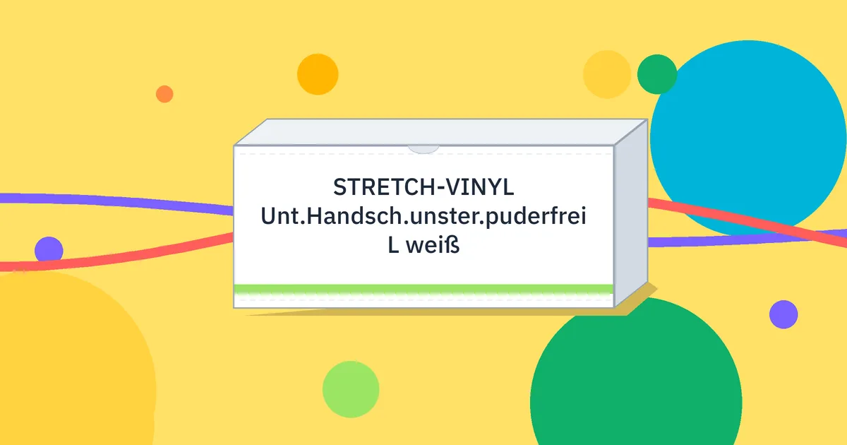Symbolbild: Packung mit der Aufschrift STRETCH-VINYL Unt.Handsch.unster.puderfrei L weiß (PZN 11069064) – Verfügbarkeit und Bezug in Apotheken in Frankfurt am Main