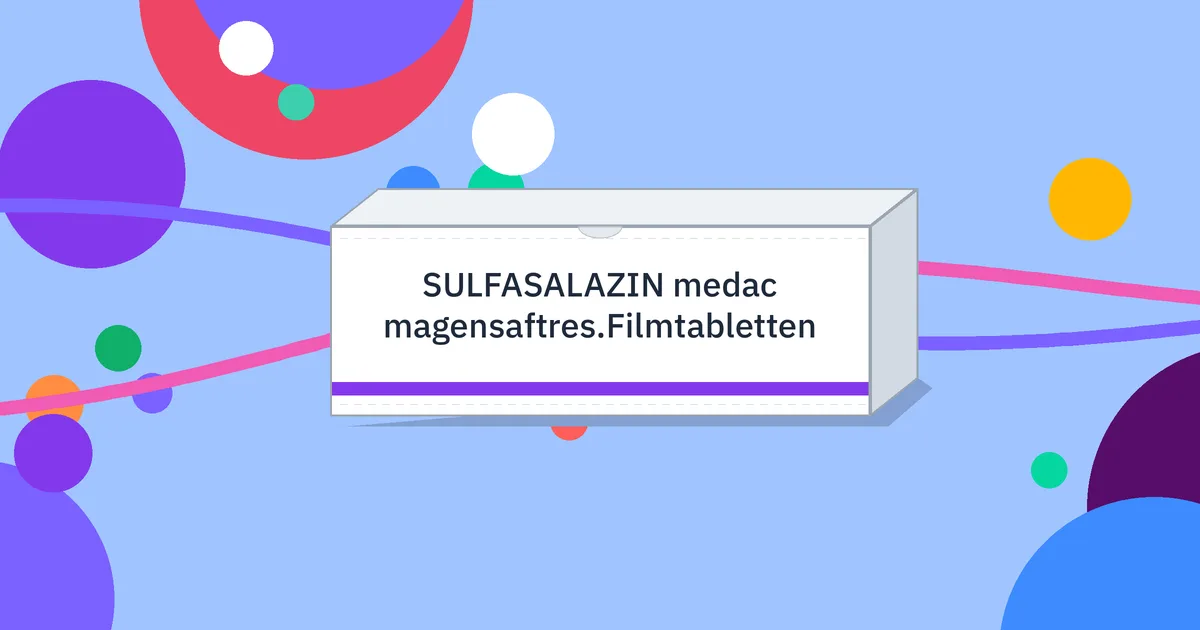 Symbolbild: Packung mit der Aufschrift SULFASALAZIN medac magensaftres.Filmtabletten (PZN 03440975) – Verfügbarkeit und Bezug in Apotheken in Frankfurt am Main