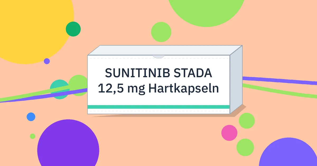 Symbolbild: Packung mit der Aufschrift SUNITINIB STADA 12,5 mg Hartkapseln (PZN 17232246) – Verfügbarkeit und Bezug in Apotheken in Frankfurt am Main
