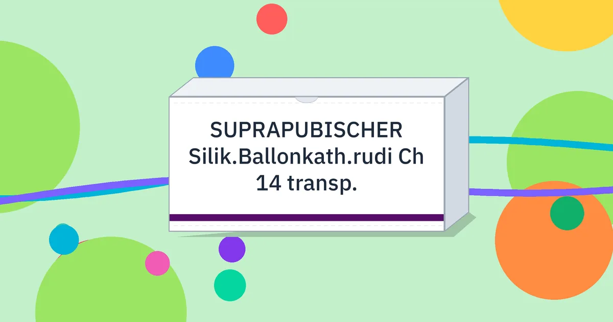 Symbolbild: Packung mit der Aufschrift SUPRAPUBISCHER Silik.Ballonkath.rudi Ch 14 transp. (PZN 19950537) – Verfügbarkeit und Bezug in Apotheken in Frankfurt am Main