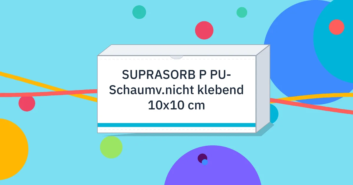 Symbolbild: Packung mit der Aufschrift SUPRASORB P PU-Schaumv.nicht klebend 10x10 cm (PZN 19704028) – Verfügbarkeit und Bezug in Apotheken in Frankfurt am Main