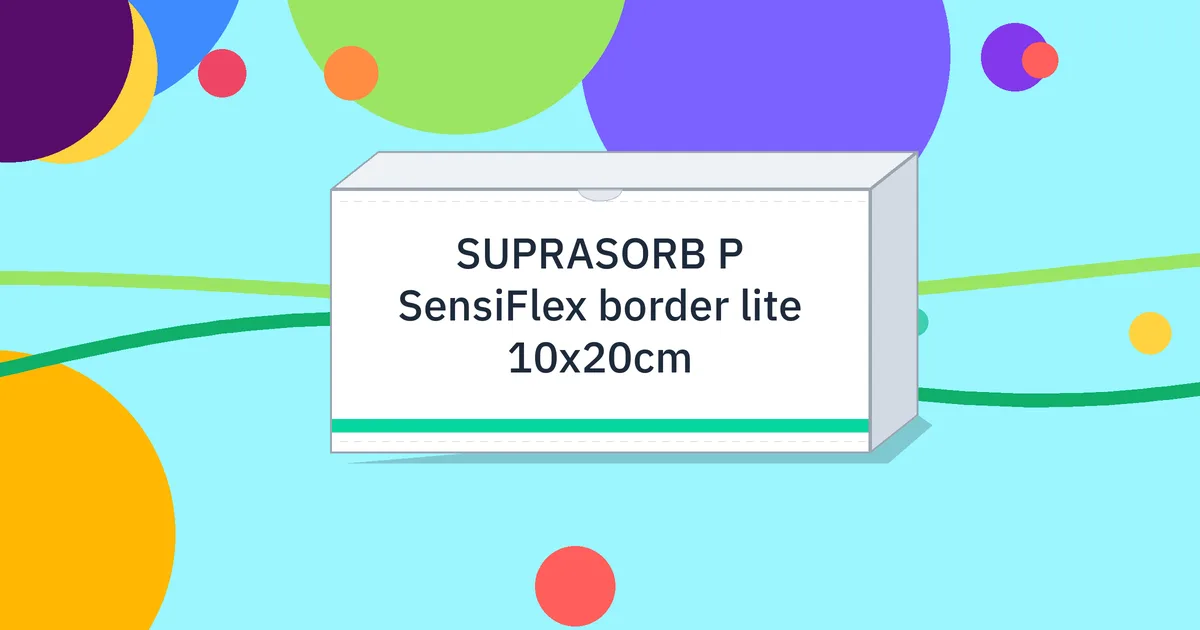 Symbolbild: Packung mit der Aufschrift SUPRASORB P SensiFlex border lite 10x20cm (PZN 19445331) – Verfügbarkeit und Bezug in Apotheken in Frankfurt am Main