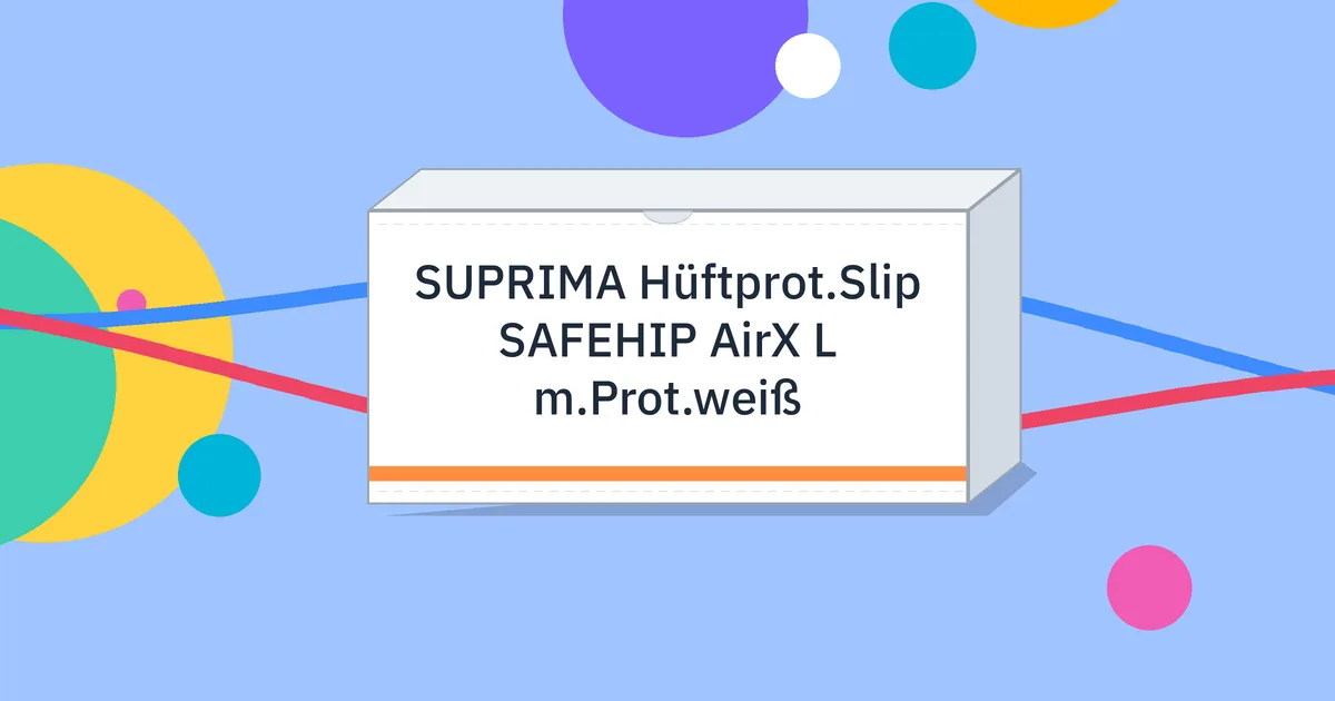 Symbolbild: Packung mit der Aufschrift SUPRIMA Hüftprot.Slip SAFEHIP AirX L m.Prot.weiß (PZN 13818268) – Verfügbarkeit und Bezug in Apotheken in Frankfurt am Main