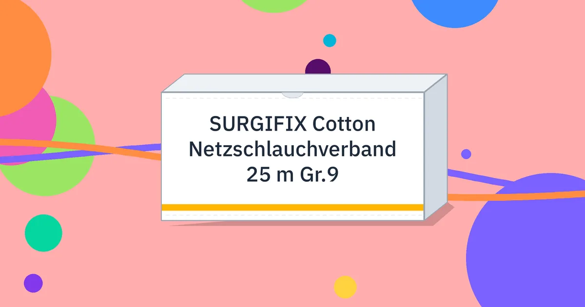 Symbolbild: Packung mit der Aufschrift SURGIFIX Cotton Netzschlauchverband 25 m Gr.9 (PZN 18386454) – Verfügbarkeit und Bezug in Apotheken in Frankfurt am Main
