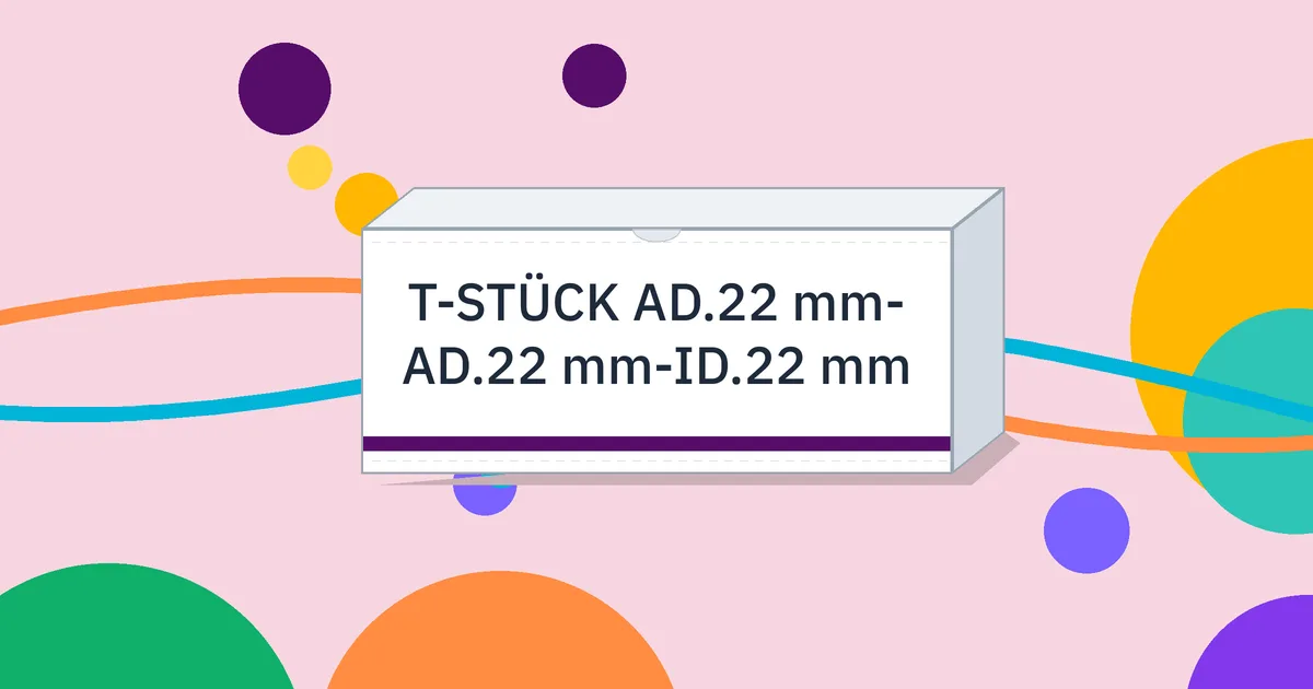 Symbolbild: Packung mit der Aufschrift T-STÜCK AD.22 mm-AD.22 mm-ID.22 mm (PZN 17432206) – Verfügbarkeit und Bezug in Apotheken in Frankfurt am Main