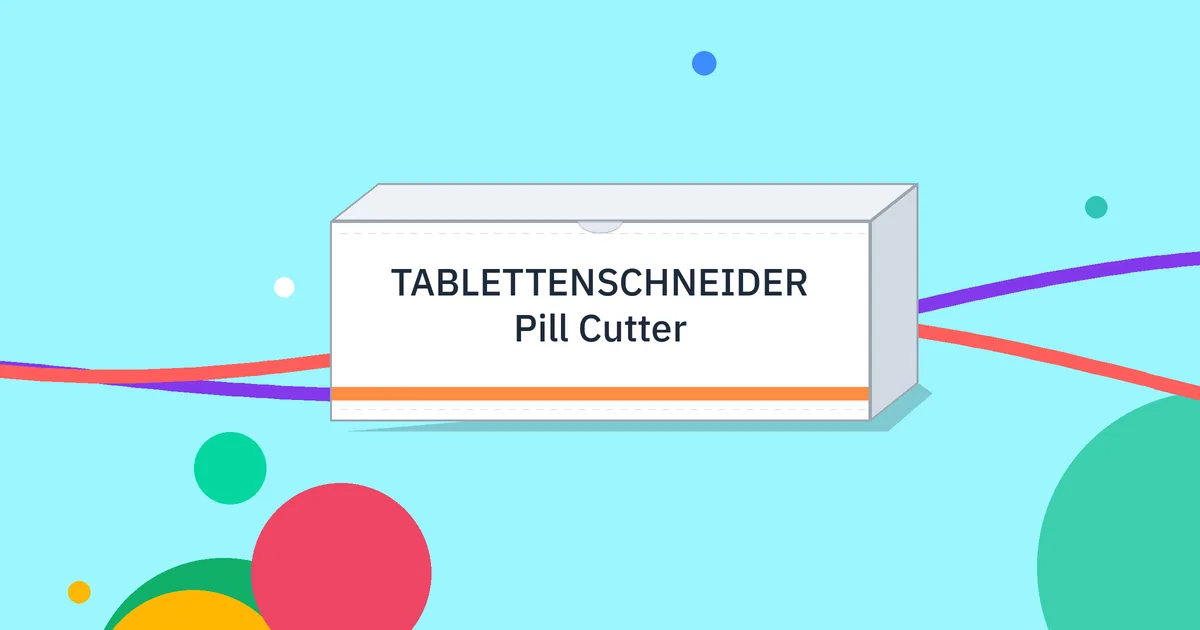 Symbolbild: Packung mit der Aufschrift TABLETTENSCHNEIDER Pill Cutter (PZN 01457948) – Verfügbarkeit und Bezug in Apotheken in Frankfurt am Main