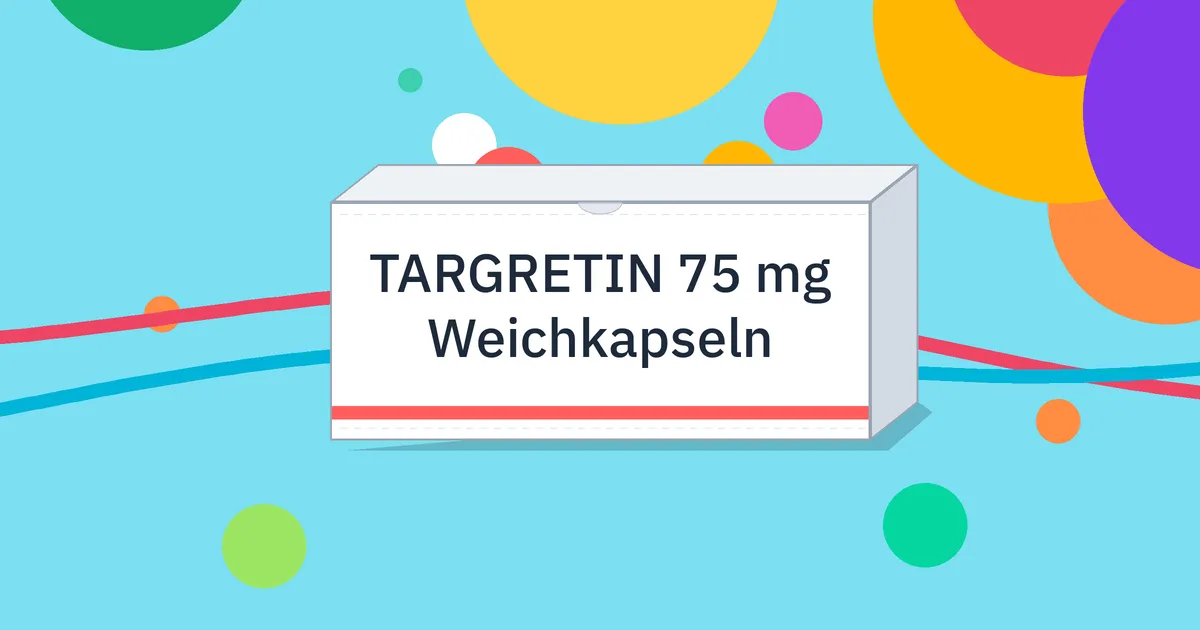 Symbolbild: Packung mit der Aufschrift TARGRETIN 75 mg Weichkapseln (PZN 08489354) – Verfügbarkeit und Bezug in Apotheken in Frankfurt am Main