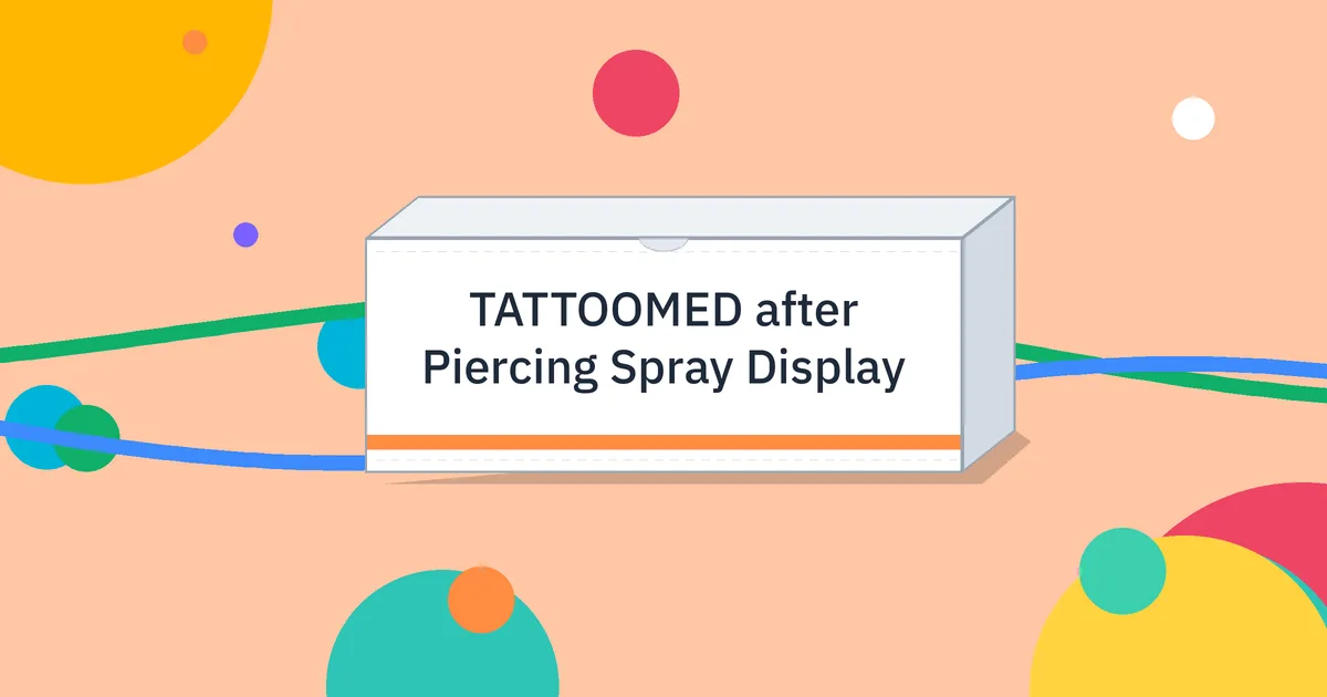 Symbolbild: Packung mit der Aufschrift TATTOOMED after Piercing Spray Display (PZN 19299616) – Verfügbarkeit und Bezug in Apotheken in Frankfurt am Main