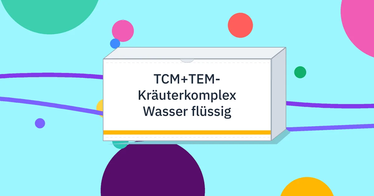 Symbolbild: Packung mit der Aufschrift TCM+TEM-Kräuterkomplex Wasser flüssig (PZN 10748426) – Verfügbarkeit und Bezug in Apotheken in Frankfurt am Main
