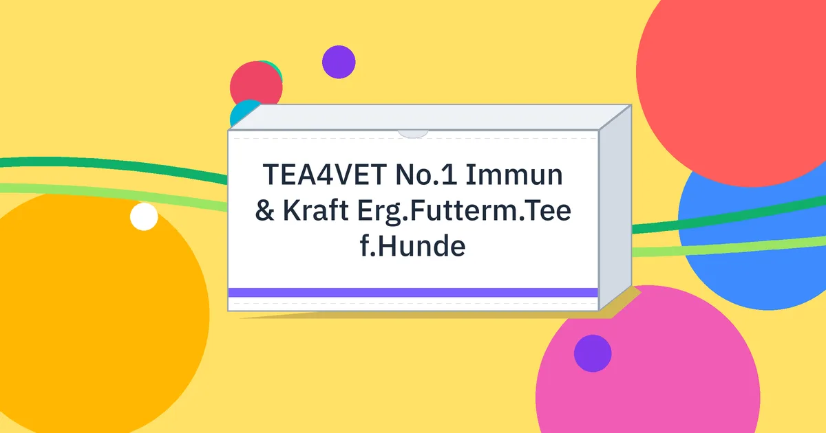 Symbolbild: Packung mit der Aufschrift TEA4VET No.1 Immun & Kraft Erg.Futterm.Tee f.Hunde (PZN 15202755) – Verfügbarkeit und Bezug in Apotheken in Frankfurt am Main