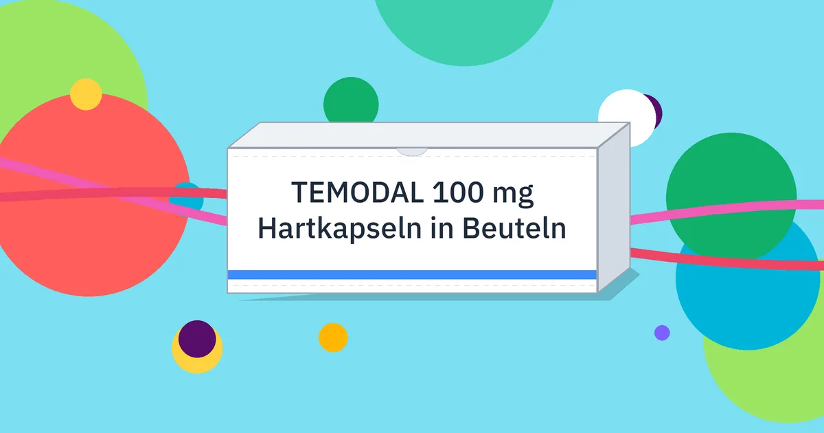 Symbolbild: Packung mit der Aufschrift TEMODAL 100 mg Hartkapseln in Beuteln (PZN 07319615) – Verfügbarkeit und Bezug in Apotheken in Frankfurt am Main